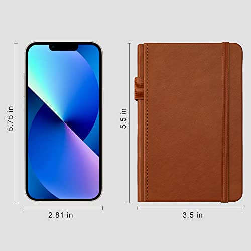 RETTACY Pocket Notebooks,2-Pack Small Notebook Hardcover Mini Journal with 312 Pages,100gsm Thick Lined Paper with Inner Pockets & Page Numbering,3.5" x 5.5"