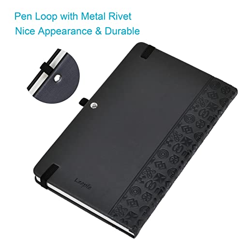 Leepie Lined Journal Notebook For Writing, Colleage Ruled Notebook 8.5 inches x 5.25 inches, 100GSM Thick Paper 160 Pages, A5 Hardcover Notebook Journal (Black Without Pen)