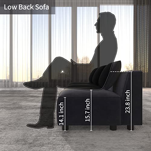 LLappuil Modern Modular Sectional Sofa Set, Low Back Minimalist Style Couch with Ottoman and Chaise Lounge, Soft Fabric 14 Seater Oversized 130.6" Sofa for Living Room, Dark Grey