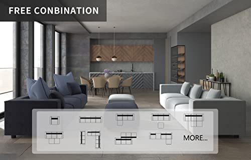 LLappuil Modern Modular Sectional Sofa Set, Low Back Minimalist Style Couch with Ottoman and Chaise Lounge, Soft Fabric 14 Seater Oversized 130.6" Sofa for Living Room, Dark Grey