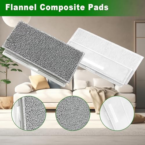 Gogintik Flannel Composite Replacement Pads for VACMOP Disposable Hard Floor Vacuum and Mop Pad Refills, 8 Count