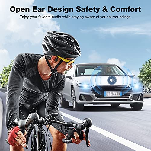 CelsusSound Pinetree Open Ear Air Conduction Headphones, Bluetooth 5.2 Wireless Running Headphones 8 Hours Playtime HiFi Stereo Sweatproof Sports Headset with Mic for Driving, Hiking, Cycling (Red)
