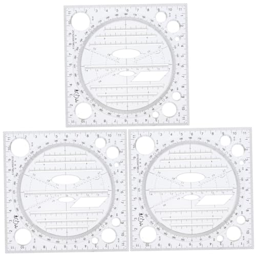 3 Pcs Drawing Millions of Feet Patchwork Ruler Circle Stencil Interior Design Ruler Clear Quilters Ruler Quilting Stencils Geometric Drawings Templates Plastic Plotter Round Child