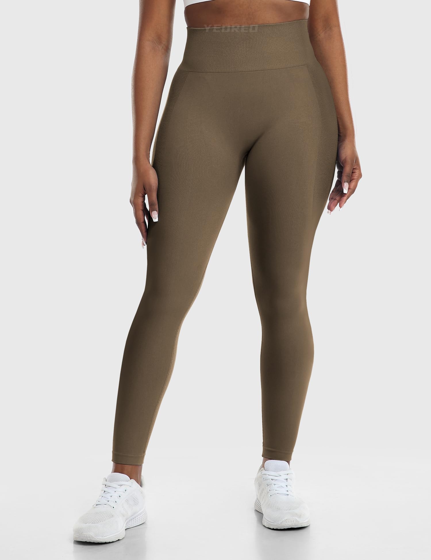 YEOREO Amplify Leggings for Women Seamless Scrunch Leggings Butt Lifting Gym High Waisted Athletic Leggings Coffee