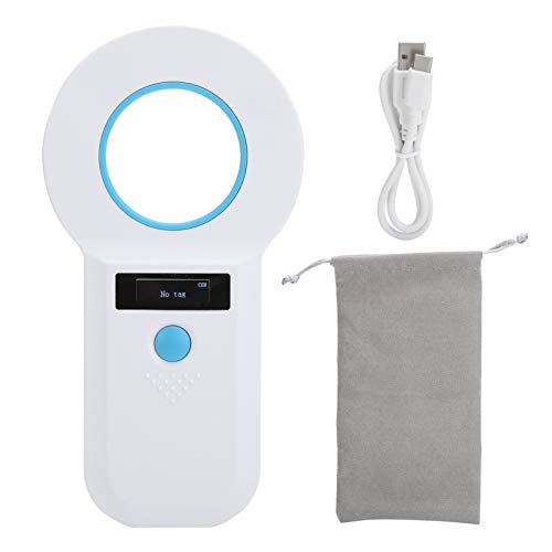 Microchip Scanner FDXB (ISO11784/85) EMID Animal Handheld Reader Pet ID Scanner, Pet ID Microchip Scanner, Cat Label Reader 134.2kHz (White)