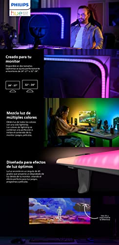 Philips Hue Play Gradient PC Lightstrip [for 32-34 Inch Screens] LED Smart Lighting. Sync for Entertainment, Gaming and Media