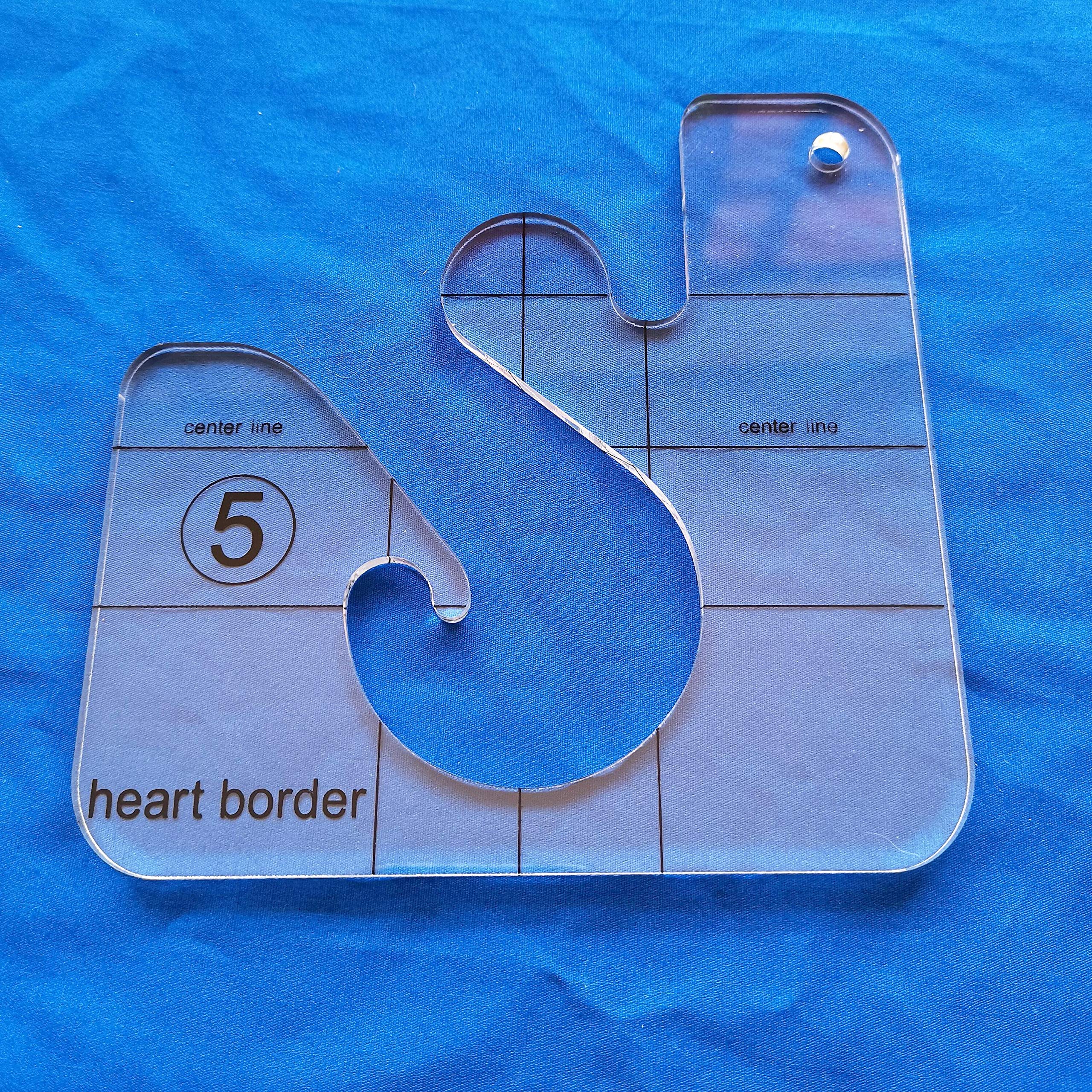 HONEYSEW Free Motion Quilting Template Series 5 with Quilting Frame for Domestic Sewing Machine Ruler (Heart Border Template)