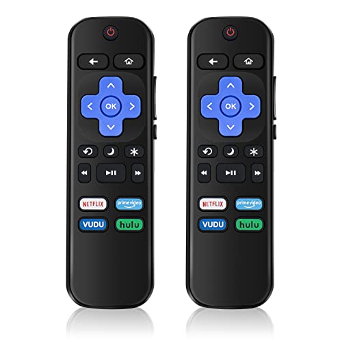 (Pack of 2) Universal TV Remote for Roku TV, Replacement for TCL Roku/Hisense Roku/Sharp Roku TV, Remote with Netflix/Prime Video/VUDU/hulu Buttons