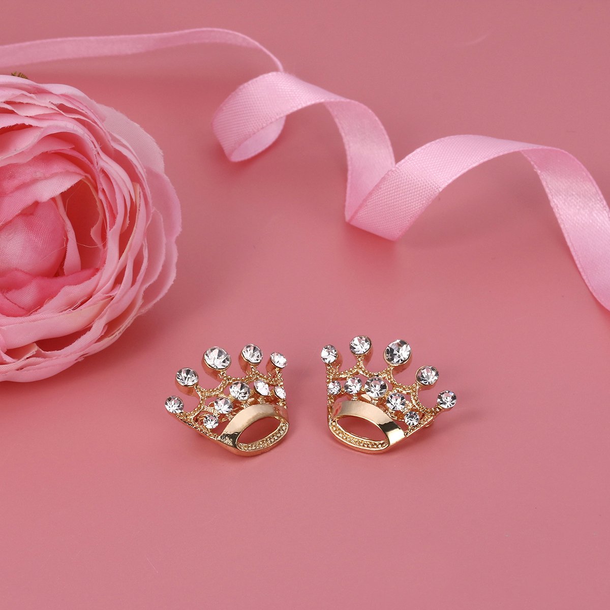 Tinksky Diamante Wedding Party Pageant Tiara Crown Corsage Brooch Pin Valentine's Day Gift, pack of 12, Gold, 2.8 * 2 * 2cm
