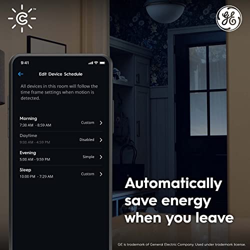 GE CYNC Smart Wire-Free Motion Sensor, Programmable, Bluetooth, Ambient Light Detection, Battery-Powered