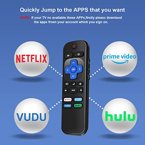 (Pack of 2) Universal TV Remote for Roku TV, Replacement for TCL Roku/Hisense Roku/Sharp Roku TV, Remote with Netflix/Prime Video/VUDU/hulu Buttons