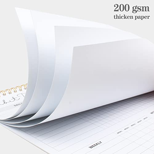 Habit Tracker - Daily Habit Tracker Journal and Goal Board with Gold Spiral Binding, 12 Months Undated Daily Weekly and Monthly Gradients Habit Tracker Calendar to Boost Productivity, 8.5" x 11.5"
