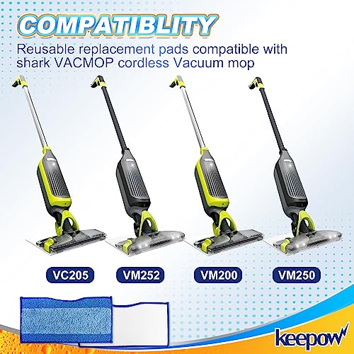 KEEPOW 12 Pack Reusable Mop Pads Refills for Shark Vacmop Replacement Pads Compare to Shark Vacmop Disposable Hard Floor Pads