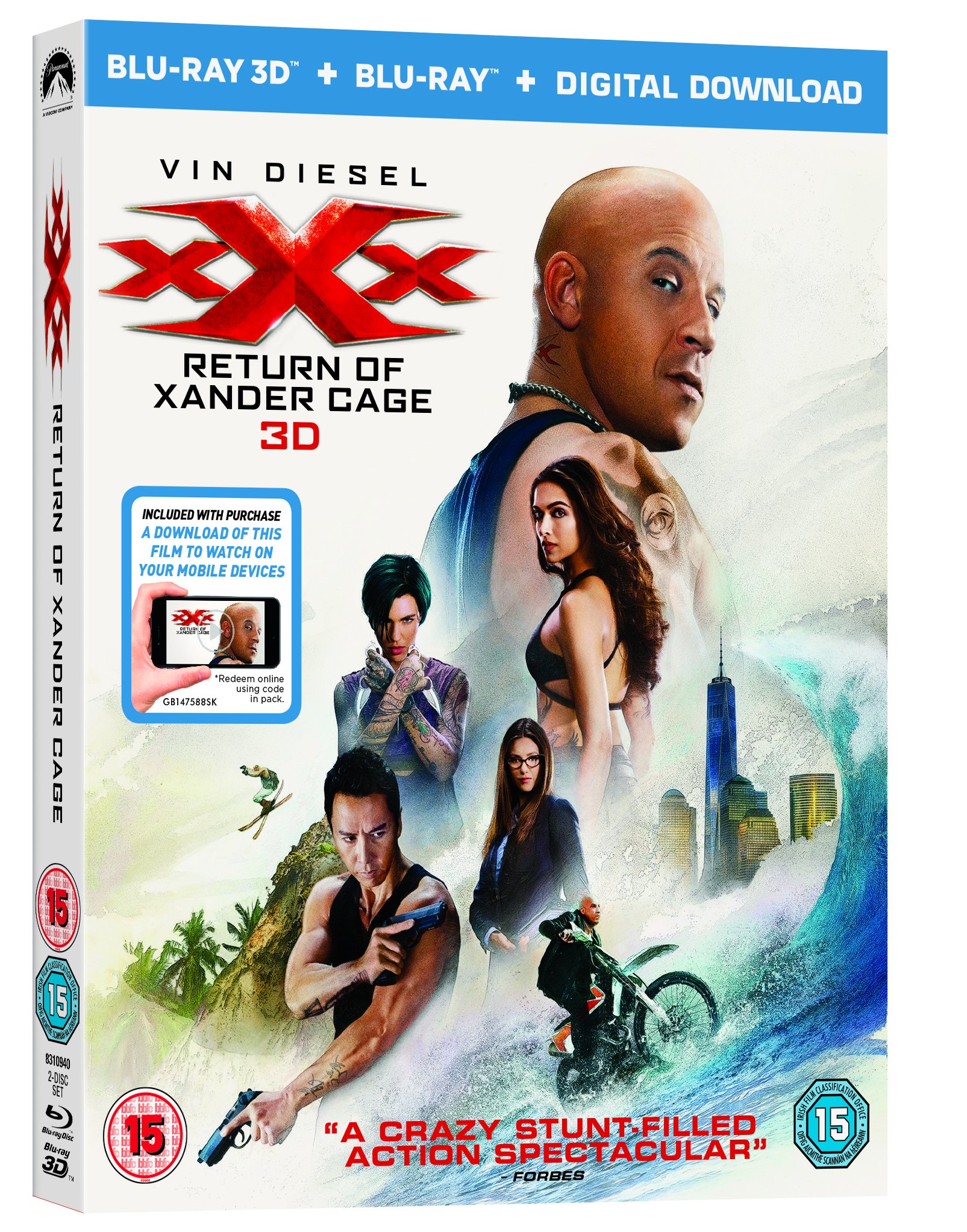 XXX: The Return Of Xander Cage (Blu-ray 3D + Blu-ray + Digital Download) [2017] [Region Free]