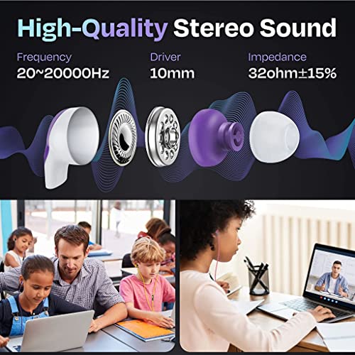 JustJamz Bulk Earbuds Bits, 100 Pack of Colorful in-Ear Earbuds, 3.5mm Stereo in-Ear Earphones, Bulk Earbuds, Disposable Headphones, Multi-Color Earphones for Schools, Kids, Classrooms & Libraries