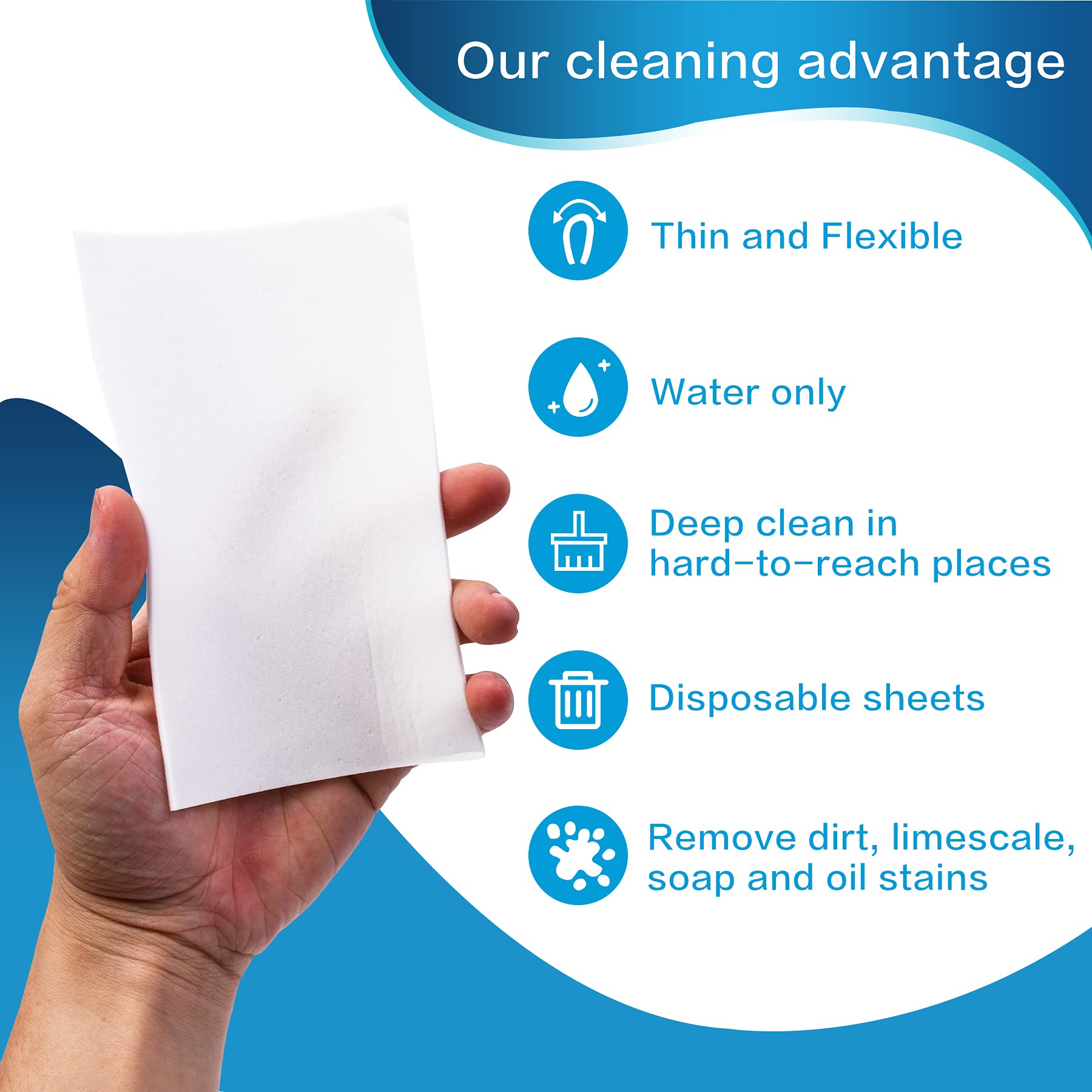 50PCS Magic Cleaning Sponge Eraser Sheets, Reusable Thin Nano Cleaner Pads Eraser Wipes for Kitchen Shoe Furniture Bathroom Shower Sink Hard-to-Reach Places