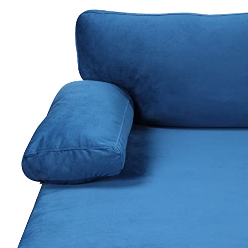 Divano Roma Furniture Modern Large Velvet Fabric U-Shape Sectional Sofa, Double Extra Wide Chaise Lounge Couch, Navy
