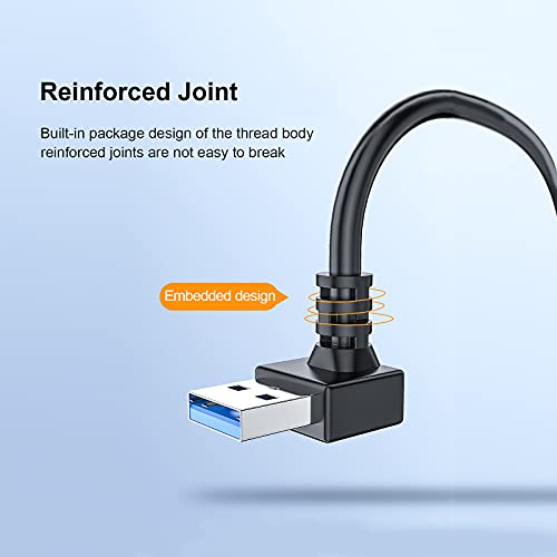 SuperSpeed USB 3.0 Male to Female Extension Data Cable Up and Down Angle 2PCS by Oxsubor(20CM,8IN)