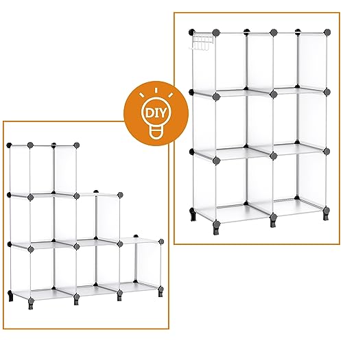 ROJASOP 6 Cube Storage Organizer, DIY Stackable Cube Storage Shelf Bookshelf Plastic Cubby Shelving Closet Organizers and Storage, Cube Organizer Shelf for Bedroom, Living Room, Home Office, Clear