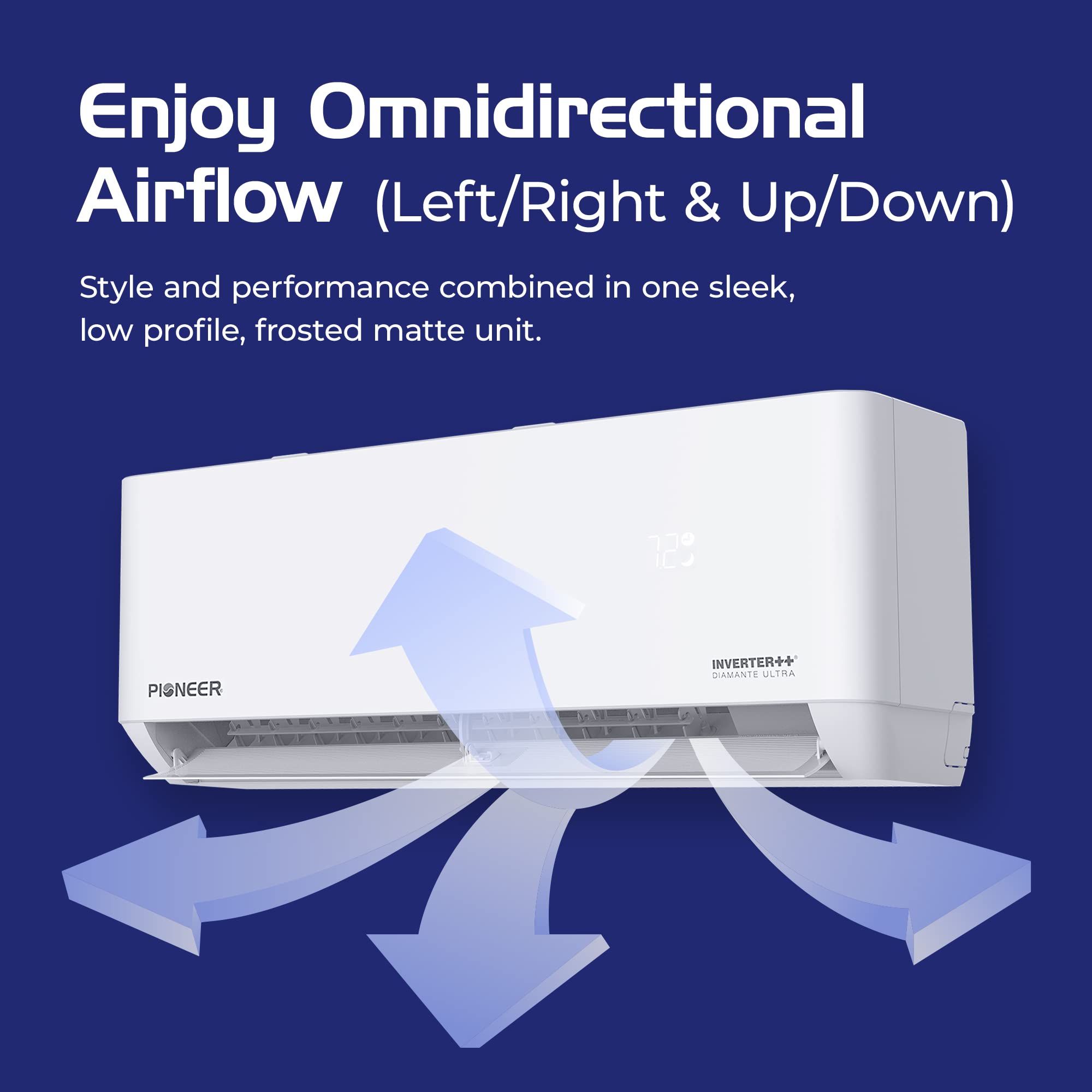 Pioneer® Diamante Ultra 12,000 BTU 23 SEER Energy-Star Wi-Fi Ductless Mini-Split Inverter++ Air Conditioner Heat Pump Full Set with 16 Ft. Kit