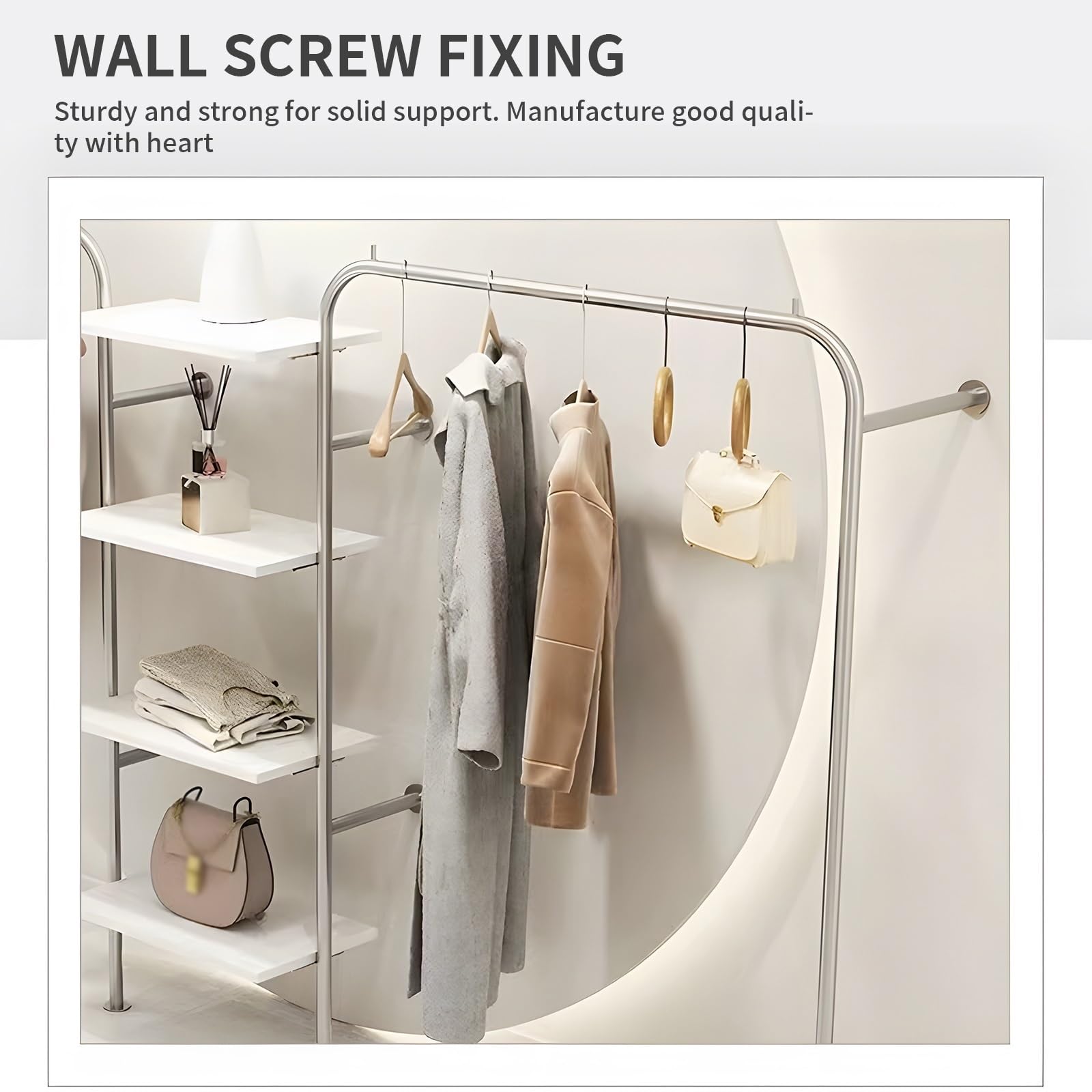 Wall Mount Clothes Rack,Heavy Duty Pipe Clothes Rail Garment Rack With Shelves For Hanging Clothes,Commercial Wedding Dress Display Shelf Clothes Display Rack For Clothing Store ( Size : 300*170cm )