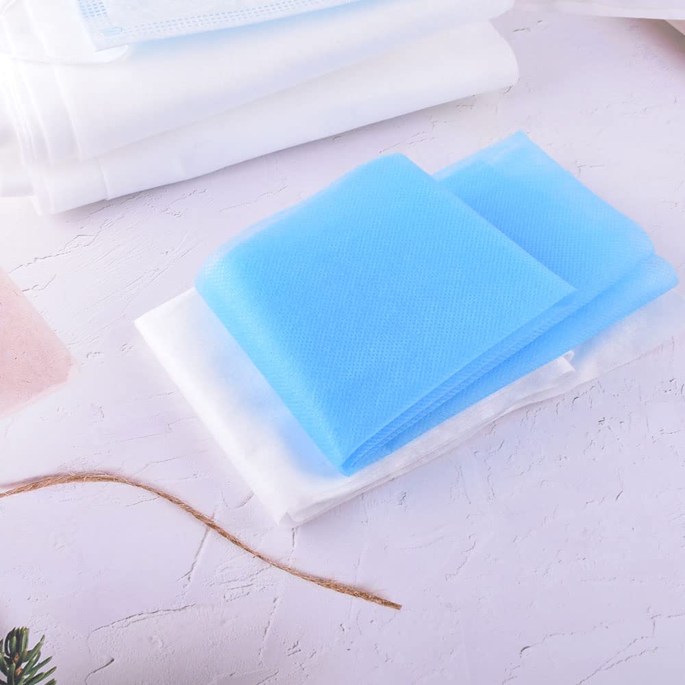 Non Woven Fusible Interface Blue/White Non Woven Interface Fabric 100% Air Filter For Face Mask DIY Supplies By Yard (3 Yards, White)