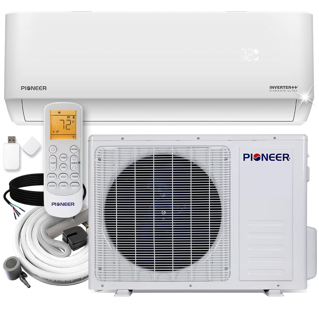 Pioneer® Diamante Ultra 12,000 BTU 23 SEER Energy-Star Wi-Fi Ductless Mini-Split Inverter++ Air Conditioner Heat Pump Full Set with 16 Ft. Kit