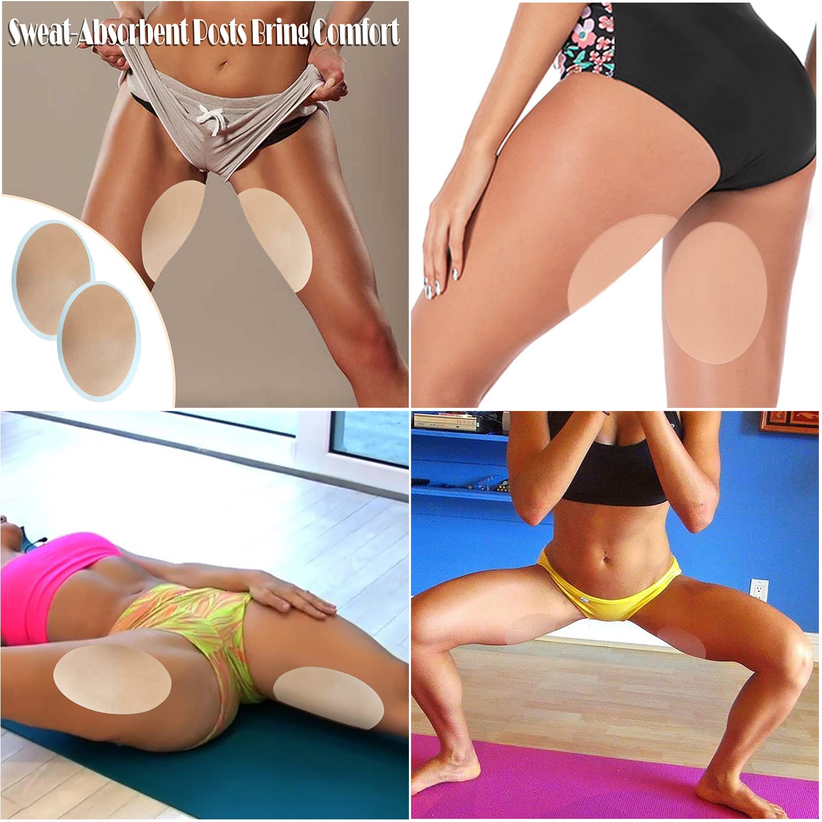 WOLAIYE Thigh Inner Anti-Chafing Sticker, Self-Adhesive Wear-Resistant Disposable Body Anti-Friction Pads, Transparent Ultra-Thin Invisible Patch,10PCS