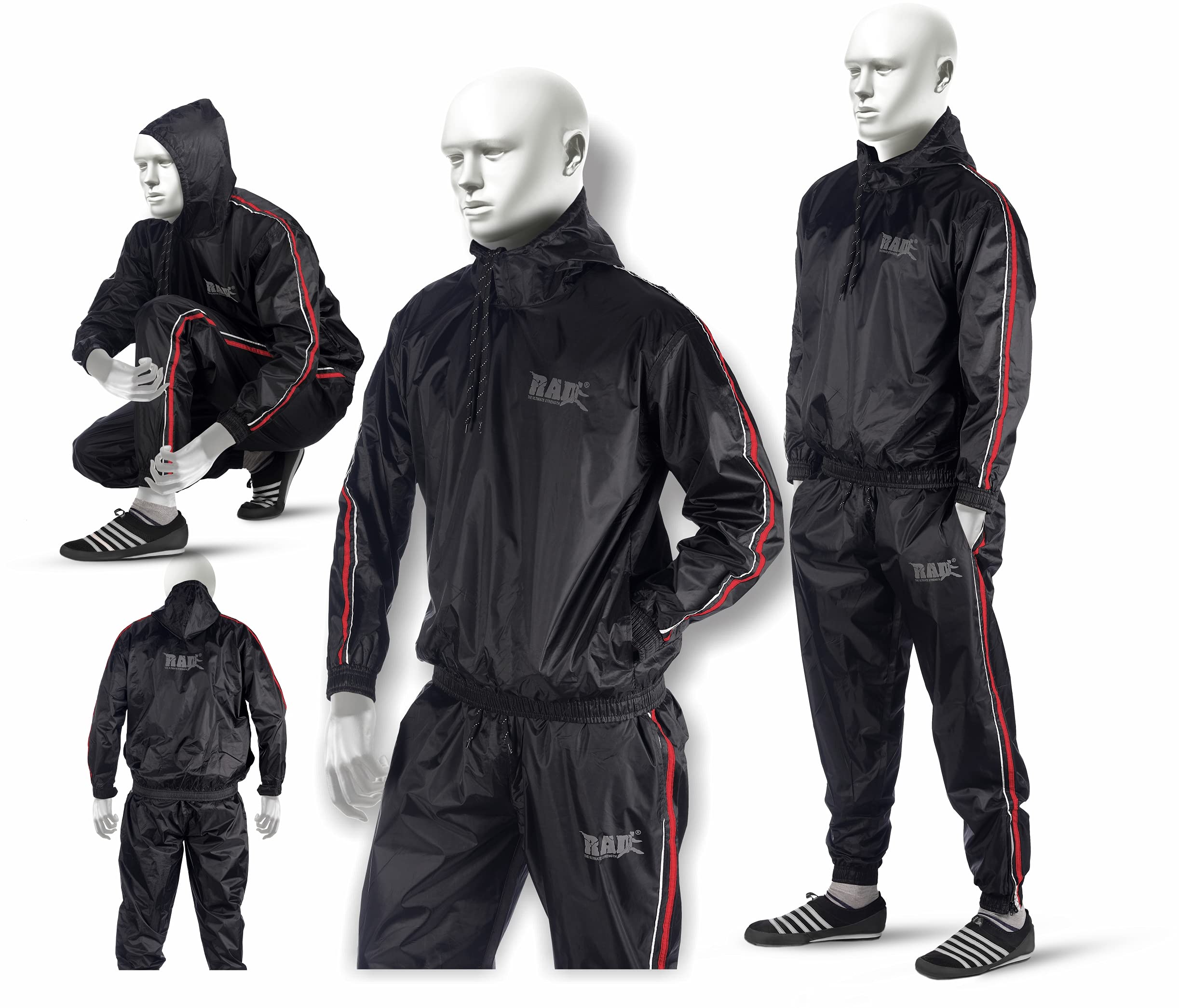 RAD Sauna Suit for men & women weight loss - Workout Sweat Suits with Hood - Fat Burning Suit - Boost Fat Burn (Red, Large)