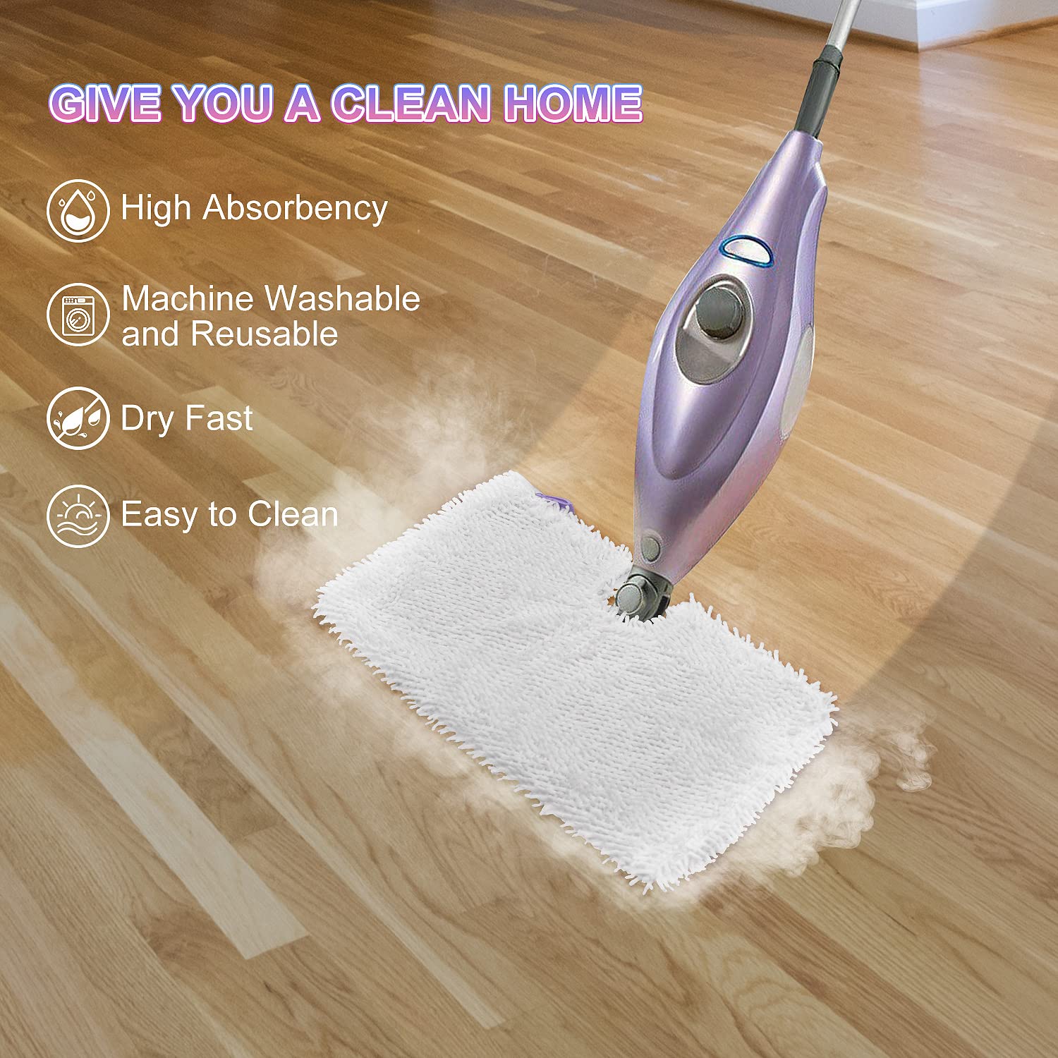 Steam Mop Replacement Pads for Shark Steam Mops S3500 Series S3501 S3601 S3550 S3901 SE450 S3801CO S3601D S2901 S2902 Steam Pocket Mop Pads Floor Cleaning Microfiber Reusable for Shark Mop Pads,6 Pack