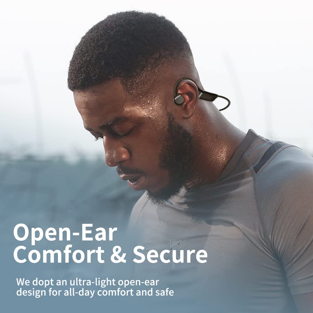 Uigsas Bone Conduction Headphones Open Ear Bluetooth Wireless On Ear Headphones Headset for Sport and Running Built-in Mic Wireless Earphone Headset