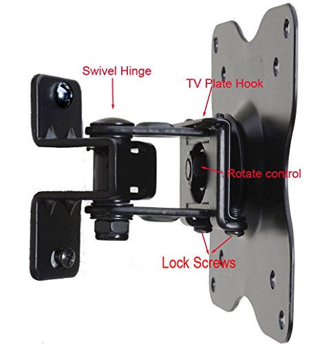 VideoSecu ML411B Adjustable Tilt Swivel Rotation TV Wall Mount Bracket for 19" to 42" LCD LED TV and Monitor (Max 44 lbs, VESA 100/75) Black 1FF