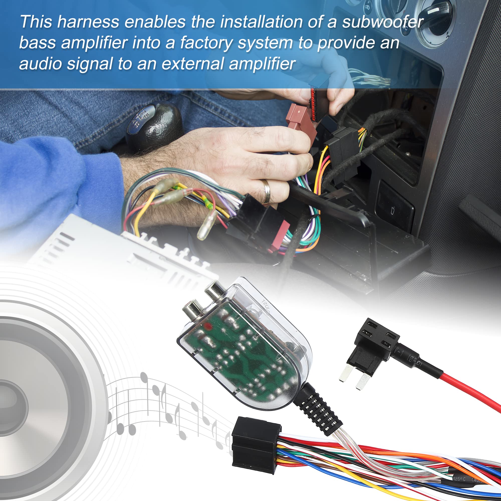 X AUTOHAUX Car Add an Amp Amplifier Adapter Interface to Radio System for Chevrolet Silverado 2007-2013 with Blue Extension Wire Fuse