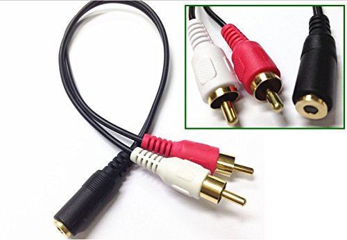 CERRXIAN 0.2m Gold 3.5mm Female Stereo Jack to 2 RCA Plug AUX Auxiliary Headphone Adapter Audio Y Cable(Black)(2-Pack)