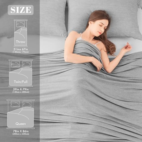 LUXEAR Cooling Blanket for Hot Sleepers Night Sweats Japanese Q-Max>0.4 Arc-Chill Cooling Fiber Keep Adults/Children Cool All Night Twin Size Cool Summer Blanket 59 X 79in -Gray