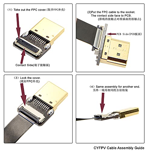 NFHK CYFPV Up Angled 90 Degree HDMI Male to Female FPC Flat Cable for HDTV Multicopter Aerial Photography