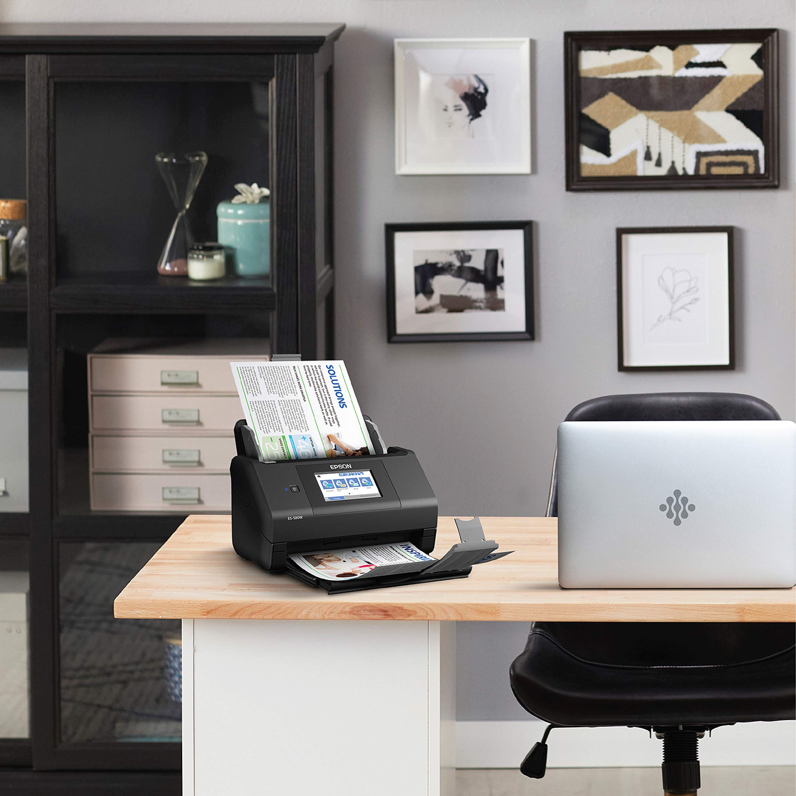 Epson Workforce ES-580W Wireless Color Duplex Desktop Document Scanner for PC and Mac with 100-sheet Auto Document Feeder (ADF) and Intuitive 4.3" Touchscreen. Full 1-Year Limited Warranty (Renewed)