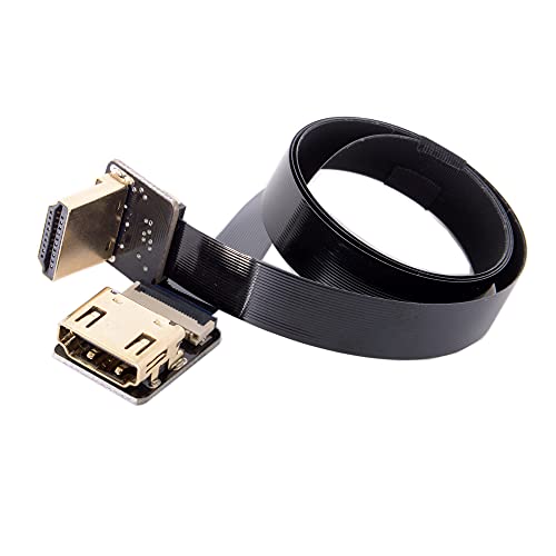 NFHK CYFPV Up Angled 90 Degree HDMI Male to Female FPC Flat Cable for HDTV Multicopter Aerial Photography
