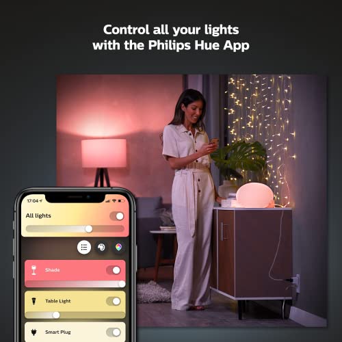 Philips Hue White and Color Ambiance 2-Pack A19 LED Smart Bulb, Compatible with Alexa & Google Assistant β A Certified for Humans Device & 552349 Smart Plug, 1 Count (Pack of 1), White