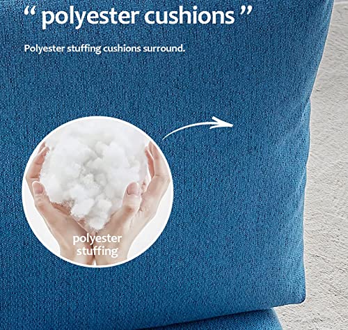 Linen Upholstered 6 Seats U Shaped Modular Sofa Modern Convertible Sectional Sofa Couch with Reversible Chaise Lounge and 4 Pillows L Shaped Couch Extra Wide Seat for Living Room Apartment 143” Blue