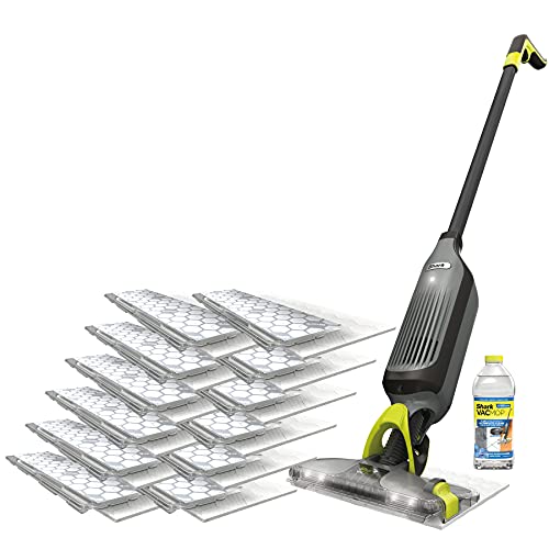 Shark VM252P10 VACMOP Pro Cordless Hard Floor Vacuum Mop with LED Headlights, 12 Disposable Pads & 12 oz. Cleaning Solution, Charcoal Gray