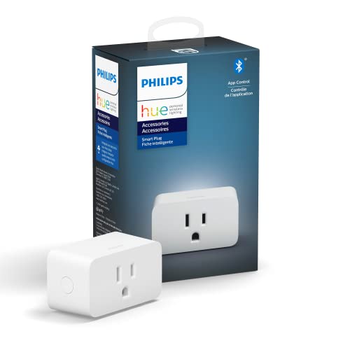 Philips Hue White and Color Ambiance 2-Pack A19 LED Smart Bulb, Compatible with Alexa & Google Assistant β A Certified for Humans Device & 552349 Smart Plug, 1 Count (Pack of 1), White