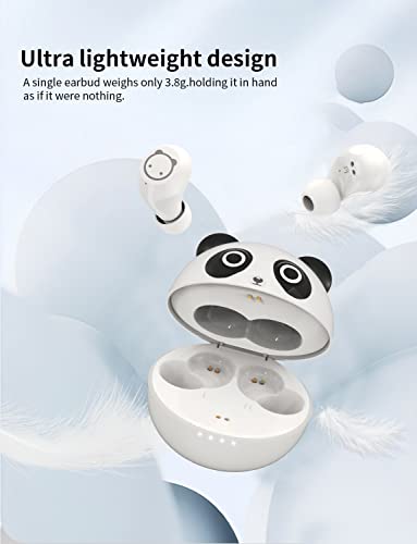Togetface Wireless Earbuds for Kids,with Cute Panda Comfort&Lightweight Design Noise Cancellation Earphone for Girl Women Sport Bluetooth 5.0 in Ear Headphone with Mini Portable Charging Case
