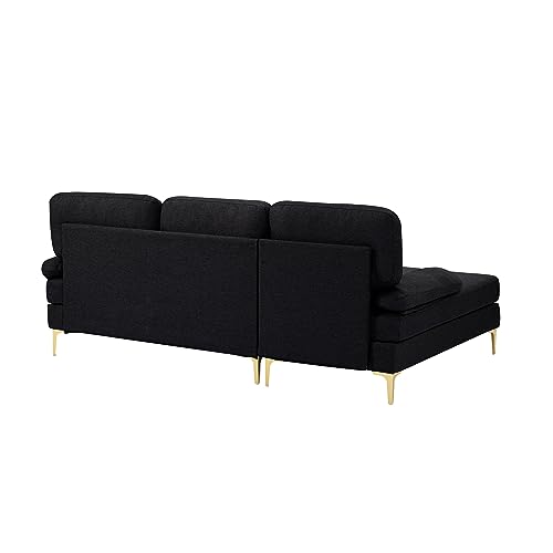 MMTGO U Shape Chenille Modular Sectional Sofa, w/Ottoman, 2 Cup Holders, USB Port, Pillows and Removable Back Cushions, 9 Pieces Upholstered Couch, for Living Room, 79, Black