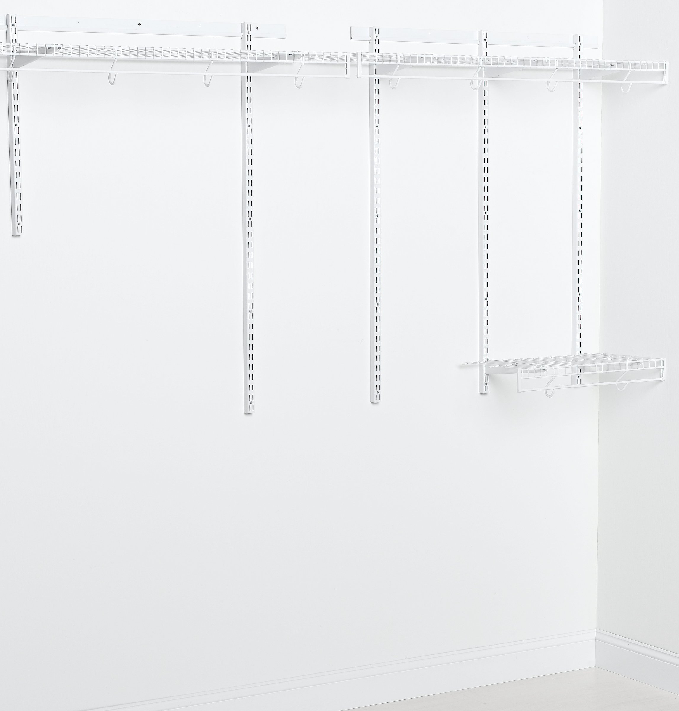 Rubbermaid FastTrack FreeSlide Expandable Closet Organizer, 4 to 8 foot, White, for Clothes/Shoes/Hats