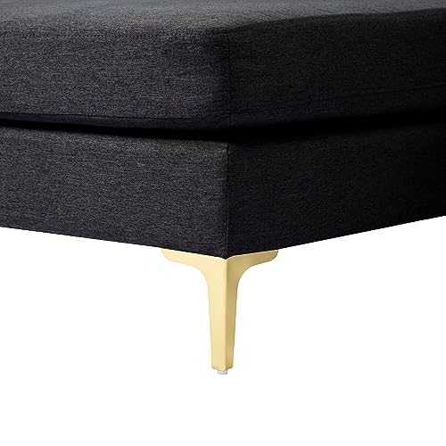 MMTGO U Shape Chenille Modular Sectional Sofa, w/Ottoman, 2 Cup Holders, USB Port, Pillows and Removable Back Cushions, 9 Pieces Upholstered Couch, for Living Room, 79, Black