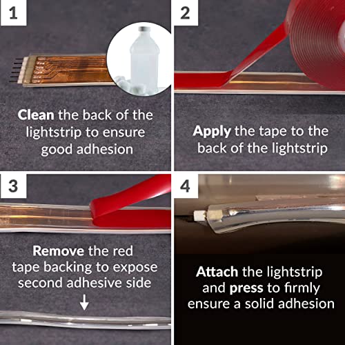 Litcessory Lightstrip Mounting Tape (16ft) for Philips Hue, LIFX Lightstrips, C by GE Light Strips β Strong, Removable, Double Sided Tape β Works Great with Most LED Strip Lights!