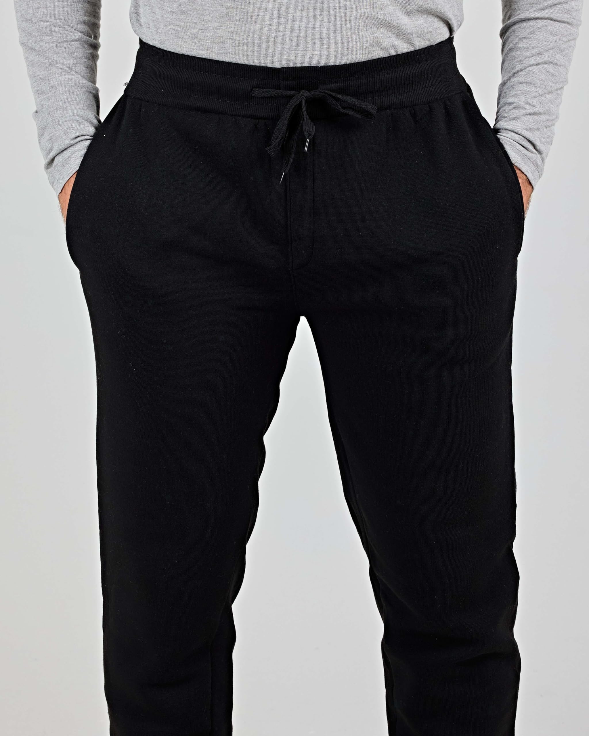 Real Essentials Mens Joggers Sweatpants Fleece Pants Sweat Clothing Pockets Baggy Elastic Cuffed Workout Bottom Athletic Soft Warm Winter Jogging Gym Active Track Work Tapered, Set 2, L, Pack of 3