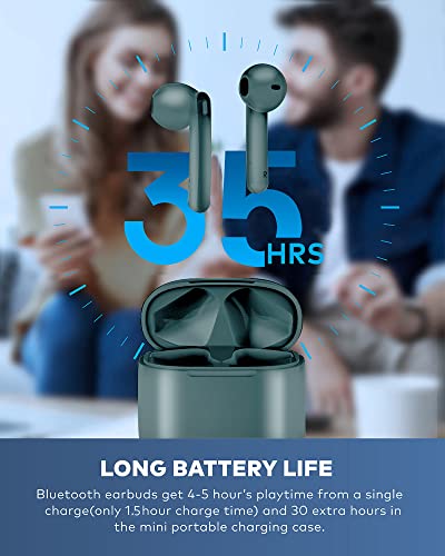 BEBEN True Wireless Earbuds, Waterproof Bluetooth Earbuds, 35Hrs Cyclic Playtime Headphones with Charging Case and mic for iPhone Android, in-Ear Stereo Earphones Headset for Sport Dark Green