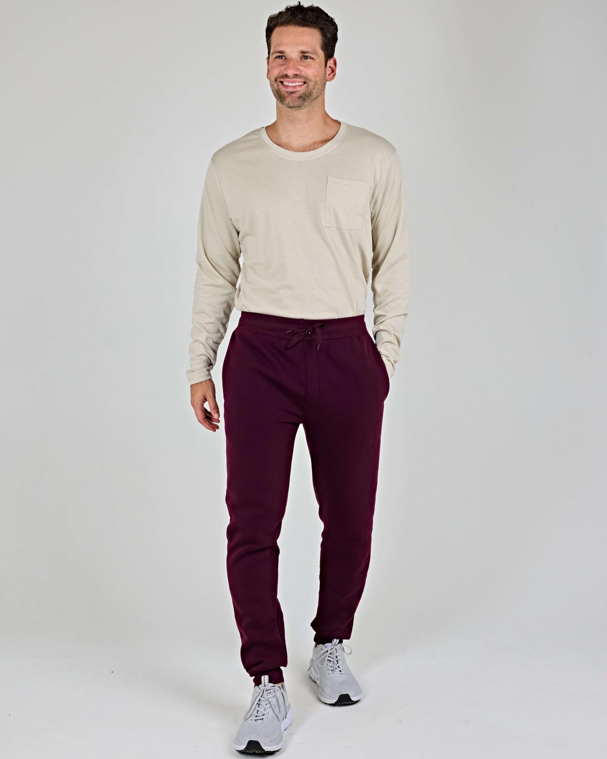 Real Essentials Mens Joggers Sweatpants Fleece Pants Sweat Clothing Pockets Baggy Elastic Cuffed Workout Bottom Athletic Soft Warm Winter Jogging Gym Active Track Work Tapered, Set 2, L, Pack of 3